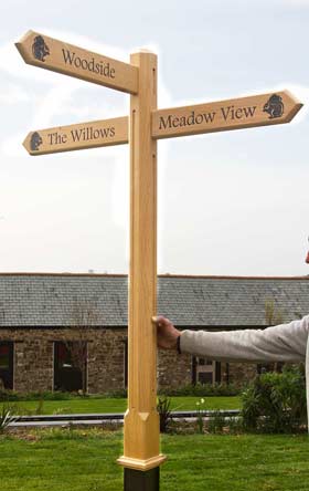 Wooden Posts, Oak Posts, Wrought Iron Bracket | The Sign Maker