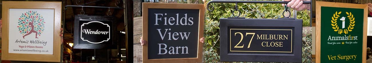 Hanging Signs with Wooden Frame and Metal Brackets | The Sign Maker