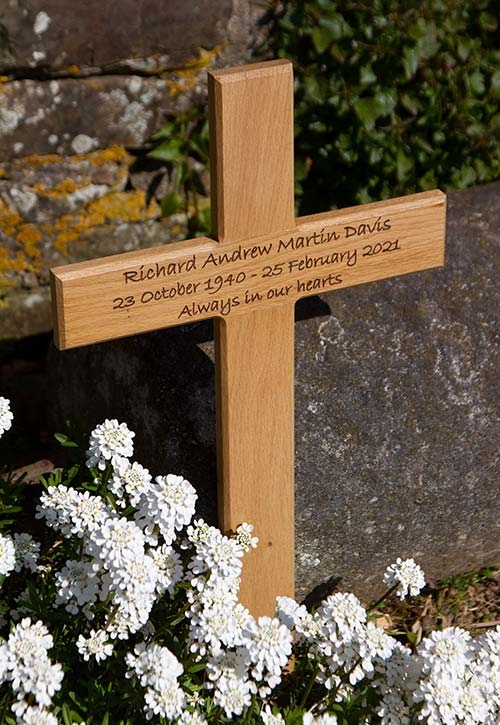 Engraved Wooden Memorial Crosses for Graves | The Sign Maker